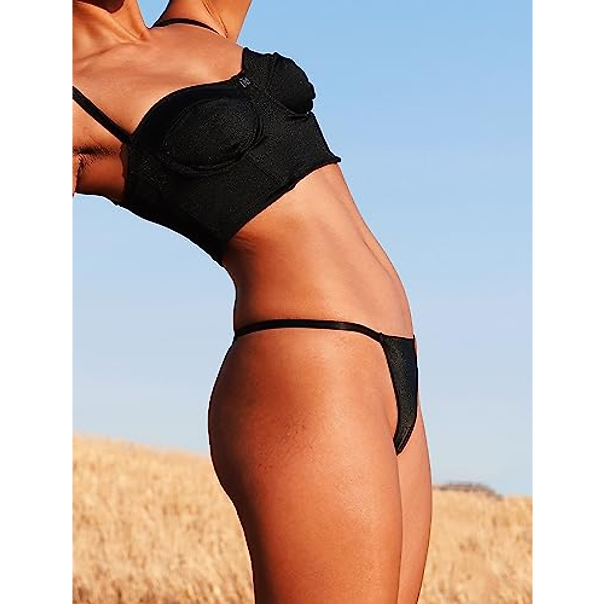 KUKU PANDA Cotton G String Thongs for Women T Back Gstring Underwear Seamless Panties Tangas Sexy 4 Pack Set (Black, Medium)