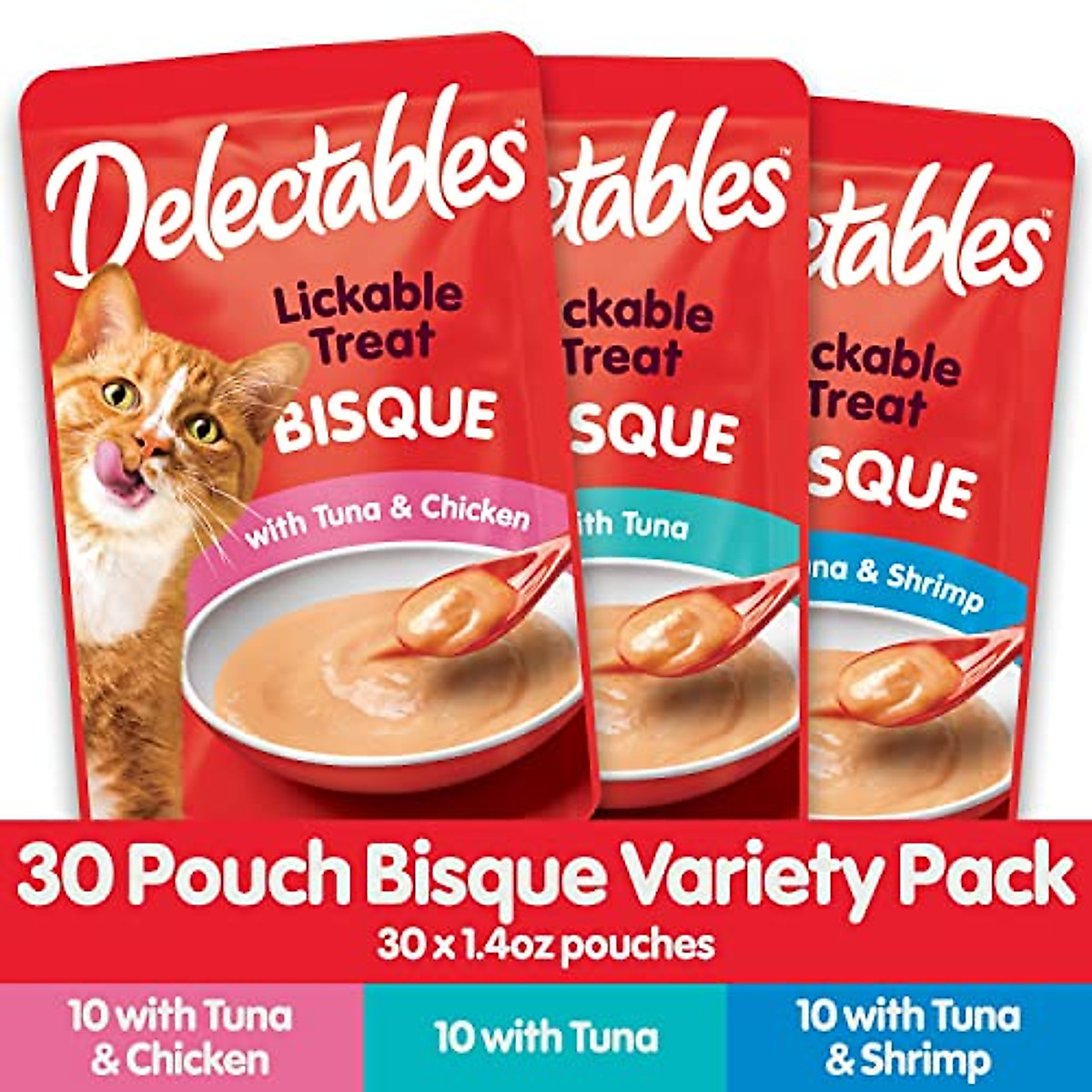 Hartz Delectables Bisque Variety Pack Lickable Cat Treat, 30 Count (Pack of 1)