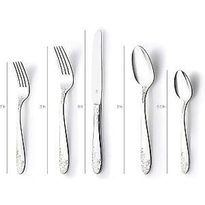 DANIALLI Modern Silverware Set - 18/10 Stainless Steel Flatware Set for Elegant Dining - Dishwasher Safe Cutlery Set (Imperial 40-Piece, Floral)