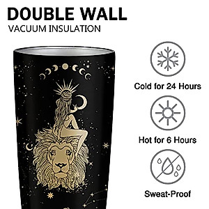 Leo Gifts for Women,Leo Tumbler,Leo Gift Zodiac Cup, 20 OZ Astrology Tumbler Cup, Witchy Gothic Gifts Stainless Steel Insulated Constellation Tumbler