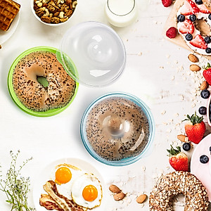 Frcctre 6 Pack Bagel Keeper, Round Bagel Fresh Saver Donut Keeper Holder, Reusable Bagels Storage Container Bagels Fruit Storage Box for Home Kitchen