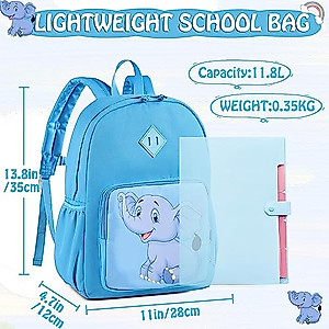Backpack for Kids, Chasechic Water-resistant Toddler Preschool Kindergarten Bookbag for Kids with Chest Strap Blue Elephant
