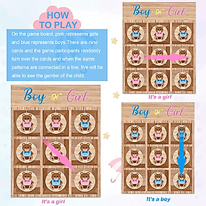 OurWarm Gender Reveal Games - Tic Tac Toe Board Game, Rustic Wooden Gender Reveal Games for He or She Sign Gender Reveal Ideas for Party Supplies, Baby Shower Gender Reveal Decorations