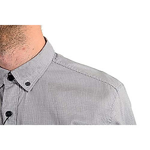 BURBERRY Men's Fred Houndstooth Long Sleeve Button Down Shirt US S IT 48 Gray/White