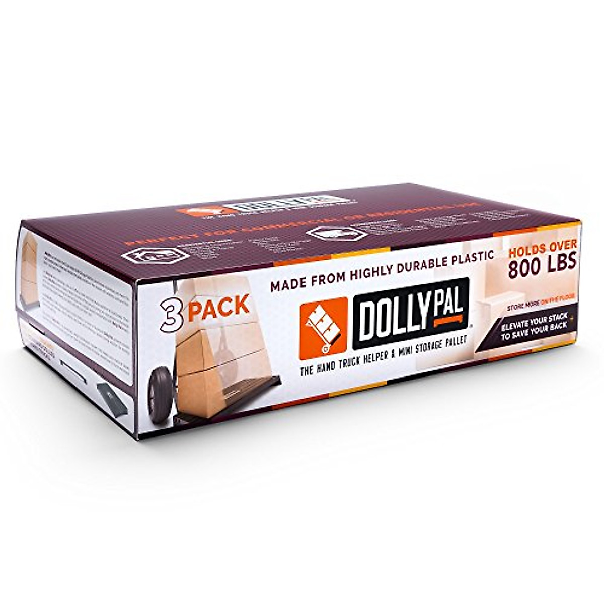 Dolly Pal Hand Truck Helper and Mini Storage Pallet 18" x 10" x 1.5" (3-Pack Box)