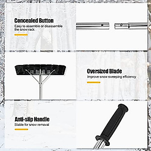 Goplus Snow Roof Rake, Extendable 4.8-20FT Snow Shovel for Snow Removal w/ Aluminum Frame & Anti-Slip Handle, Ideal for Roof Car, 25-Inch Blade