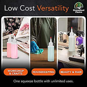 4 OZ Plastic Squeeze Bottles for Sauces - 8 Pack Condiment Squeeze Bottles for Liquids - Made in USA - BPA Free Squirt Bottles with Cap - Ketchup, Syrup, Oil, Dressings, Honey & Arts and Crafts