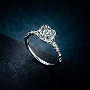 HAFEEZ CENTER 1 Carat Cushion Cut Moissanite Rings For Women Engagement Rings For Women Moissanite Ring (8, Moissanite)