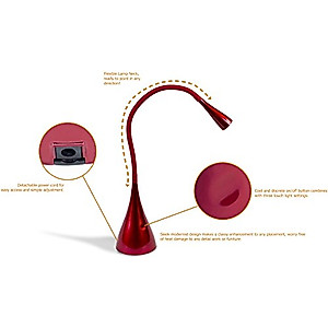 Newhouse Lighting NHGS-LED-RD Gooseneck LED Desk Lamp, USB Charging, Touch Dimming, 4.5" x 26" x 4.5", Red