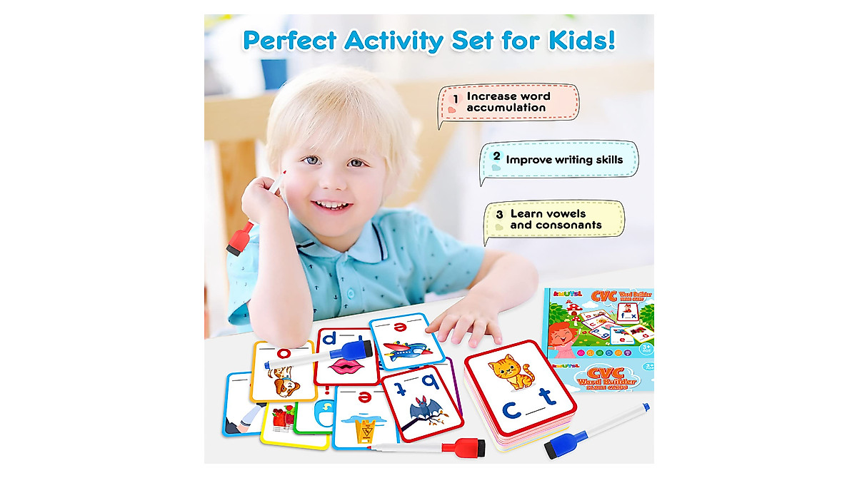 KMUYSL Short Vowel Flashcards for Kids Learning