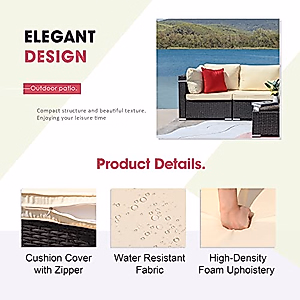 KAWIVAST Updated-7 Piece Patio Furniture Set, Sectional Sets, Patio Sectional Sofa, PE Wicker Patio Furniture Set, Outdoor Rattan Sectional Sofa, Patio Conversation Sets