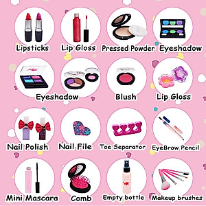 Washable Kids Makeup Girl Toys - Real Kids Makeup Kit for Girls Make Up Set for Child Toddler Children Princess Christmas Birthday Gifts Present for 4 5 6 7 8 9 10 Year Old Girls Gift
