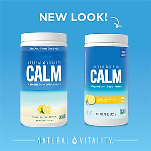 Natural Vitality Calm, Magnesium Supplement, Anti-Stress Drink Mix Powder, Gluten Free, Vegan, & Non-GMO, Sweet Lemon, 16 oz