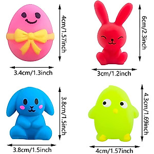 100Pcs Easter Mochi Squishy Toys,Mini Cute Squeeze Toys Easter Gifts Stress Reliever Anxiety Packs for Kids Easter Basket Stuffers,Easter Egg Hunt Party Favors