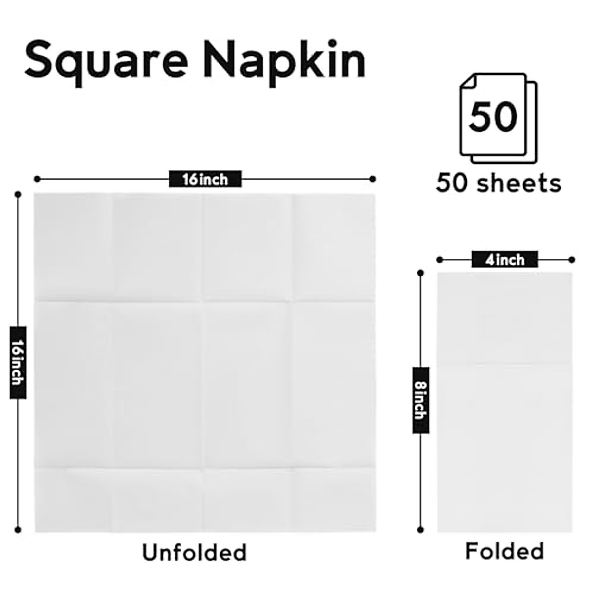 White Napkins Disposable Linen Feel, Prefolded Cloth Like Airlaid Paper Napkins with Built-in Flatware Pocket, Absorbent Napkins Disposable Guest Hand Towels for Wedding, Party, Festival, 50 Pack