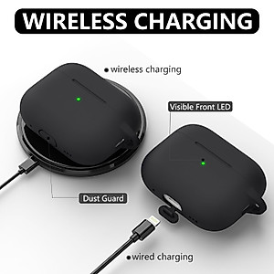 Ljusmicker for AirPods Pro Case Cover with Cleaner Kit,Soft Silicone Protective Case for Apple AirPod Pro 2nd/1st Generation Case for Women Men,AirPods Pro 2/Pro Case Accessories with Keychain-Black