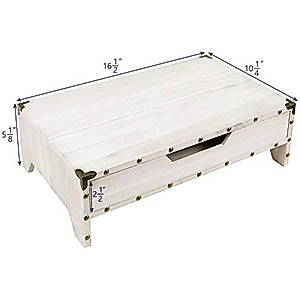 Ikee Design Wooden 2 Tier Monitor Stand with Drawer,Wood Desktop Stands for Laptop ,TV, Computer Riser,Wooden Clutter-Free Desk Stand with Storage Organizer,16 1/2 W x 10 1/4 D x 5 1/8 H in, White