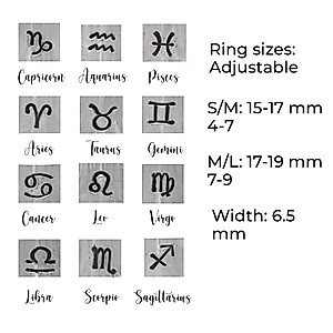 Zodiac Sign Hand Stamped Aluminum Ring for couples Boyfriend Girlfriend- Capricorn, Aquarius, Pisces, Aries, Taurus, Gemini, Cancer, Leo, Virgo, Libra, Scorpio, Sagittarius