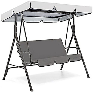 3 Seater Outdoor Swing Seat Cushions Cover Replacement,Waterproof Indoor/Outdoor Bench Cushion Swing Chair Seat Pads Hammock Cushion Pool Seat Protection for Porch Patio Garden Yard(B/Gray)