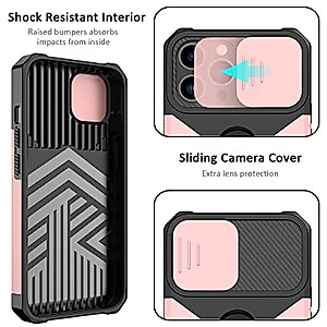 Nvollnoe iPhone 13 Case with Sliding Camera Cover, Card Holder, Heavy Duty Protective, Magnetic Kickstand - (Rose Gold)