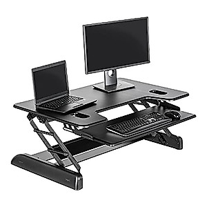 Vari VariDesk Tall 40- 2-Tier Standing Desk Converter for Dual Monitors with Keyboard Tray- Wide Workstation for Home Office, 9 Height Settings, Spring Assisted Lift, Fully Assembled, Black