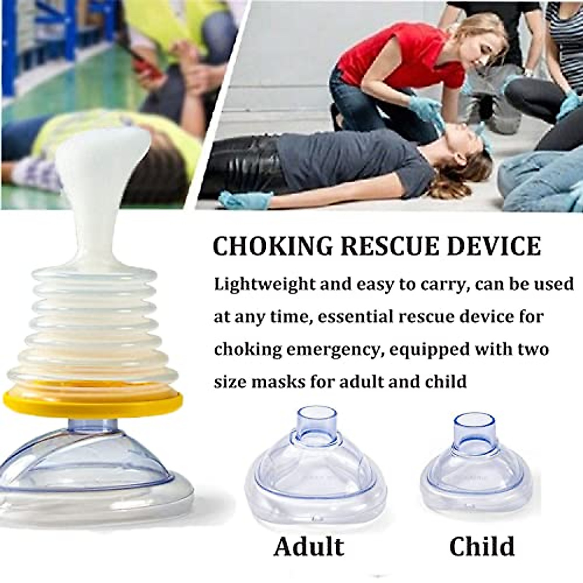 Choking Emergency Device, Missfeel Portable Choking Rescue Device, First Aid Kit with Masks for Adults and Kids, First aid Asphyxia Equipment