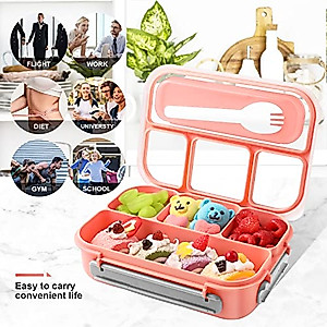 Lunch Box/ Containers for Adults/Kids/Toddler,1300ML-4 Compartment Bento Box,Microwave & Dishwasher & Freezer Safe, BPA Free (Pink)