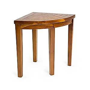 ALATEAK Corner Wood Bath Spa Shower Stool Table Bench Shelf Storage Fully Assembled