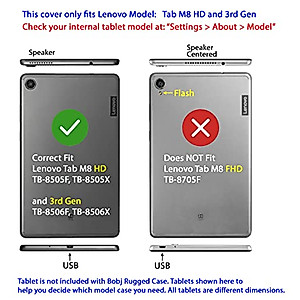 BobjGear Bobj Rugged Tablet Case for Lenovo Tab M8 HD (TB-8505F, TB-8505X) Silicone Fully Washable Kid Friendly (Bold Black)