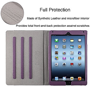 RUBAN Case Compatible with iPad 9.7 Inch 2018/2017 / iPad Air 2 / iPad Air 1 - [Corner Protection] Multi-Angle Viewing Folio Stand Cover with Pocket, Auto Wake/Sleep (Purple)