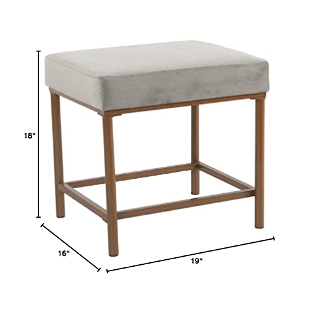 Spatial Order Hudson Modern Velvet Ottoman, Gold Metal Frame, Black