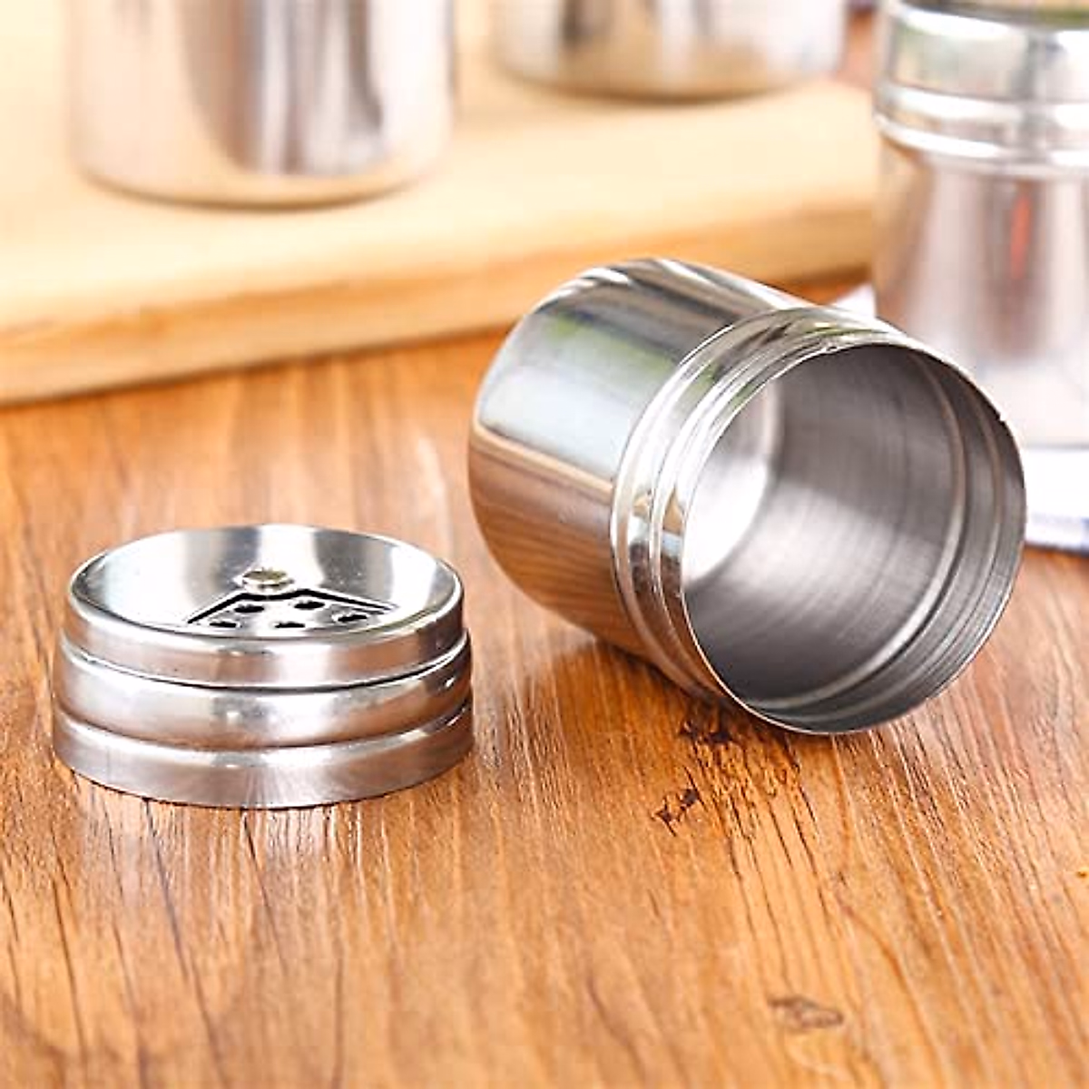 MSMMZ Sugar Container Stainless Steel Cruet Condiment Spice Jars Set Salt and Pepper Shakers Seasoning Pots Kitchen Tools Seasoning Cans