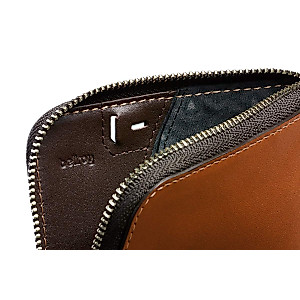 Bellroy Card Pocket (Small Leather Zipper Card Holder Wallet, Holds 4-15 Cards, Contains Internal Coin Pouch, Folded Note Storage) - Caramel