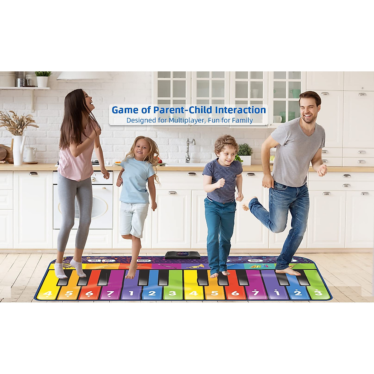 SUNLIN 6 ft. Floor Piano Mat for Kids & Toddlers, Giant Piano Mat, 24 Keys, 10 Built in Songs, 8 Instrument Sounds, Record & Playback, Song Booklet, Musical Toy Gift for Boys & Girls Age 3 4 5 6 7 8 9