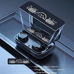 Wireless Earbuds,Bluetooth 5.1 Powerful Bass True Wireless Earphones,IPX6 Waterproof Touch Control HiFi Stereo Sound In Ear CVC8.0 Tech Noise Reduction Headphones with Mic,One-Step Pairing,LED Display
