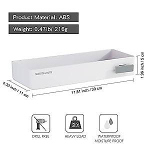 SUNSEALIVING Shower Caddy Bathroom Organizer Drill Free Removable Adhesive Shelf Bathroom Wall Mounted Storage Shower Caddy Plastic White