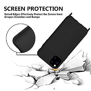 Mobile Phone Chain Case Compatible with Apple iPhone 11 Necklace Case Nylon Shoulder Strap Soft Silicone TPU Cover with Cord for Hanging Protective Case with Stylish Strap (Black)