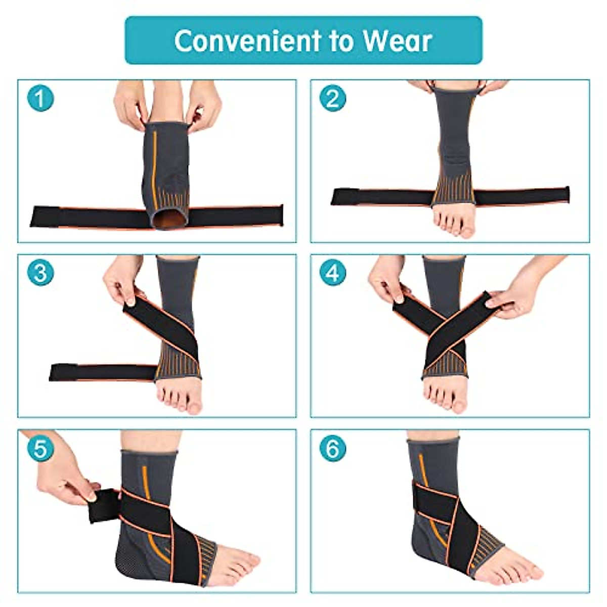 Ankle Support Brace, Breathable Plantar Fasciitis Sock with Arch Support Compression Ankle Brace Sleeve Elastic Foot Strap Guard Foot Brace for Sprained Ankle, Heel Pain Sports(Men's One Size (L))