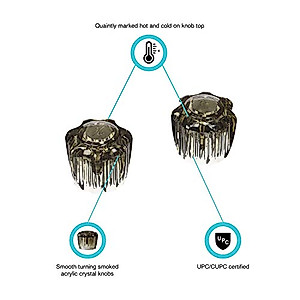 Dura Faucet DF-RKS RV Replacement Hot and Cold Smoked Acrylic Knobs for Faucet