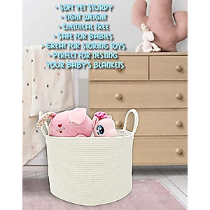 OTON HOME City Series White Rope Basket - Extra Large Storage Basket - Woven Basket for Storage - Basket for Towels - White Toy Storage - Nursery Basket - Blanket Basket Living Room