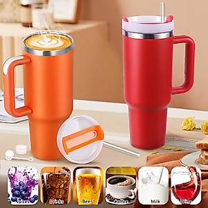 BELYQLY 40oz - Stainless Steel Vacuum Insulated Tumbler with Lid and Straw for Water, Smoothie and More, Iced Tea or Coffee (Tiger Lily)