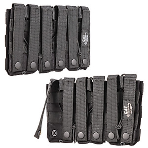 CAT Outdoors Molle Mag Pouch - Double/Triple Holder for AR 15 M4 M16 AK 5.56 308 Type Airsoft Ammo Rifle - Open-Top Tactical MOLLE Magazine Pouches - 3 Mag Pouch Carrier (Triple-Camo)