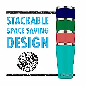 Real Deal Steel Pint Glasses - Stainless Steel Beer Tumblers - Set of 4 Insulated Cups for Outdoors