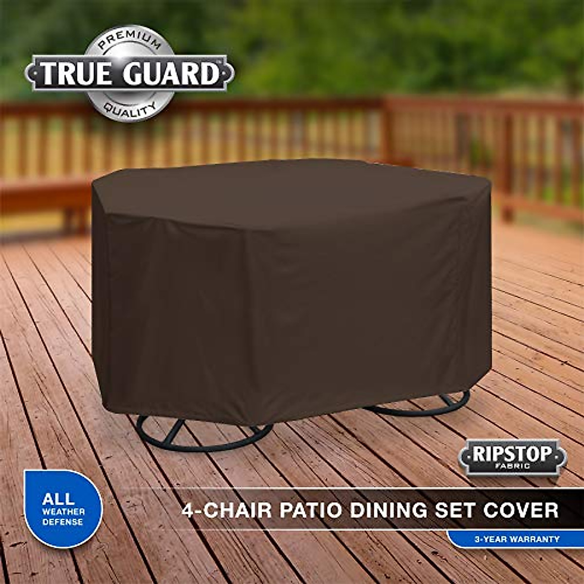 True Guard Water Resistant Heavy Duty Patio Furniture Covers, Fade/Stain/UV Resistant for Outdoor Patio Furniture, 600D Rip-Stop, Dark Brown