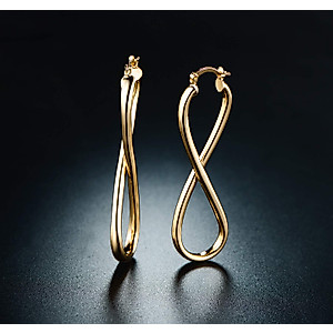 Barzel 18k Gold Plated Infinity Crazy 8 Hoop Earrings (Gold)