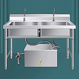 Grease Trap with 3 Top Inlets, Grease Traps for Restaurants Under Sink, Commercial Grease Trap Under Sink, Stainless Steel Grease Interceptor Trap for 3 Compartment Sink