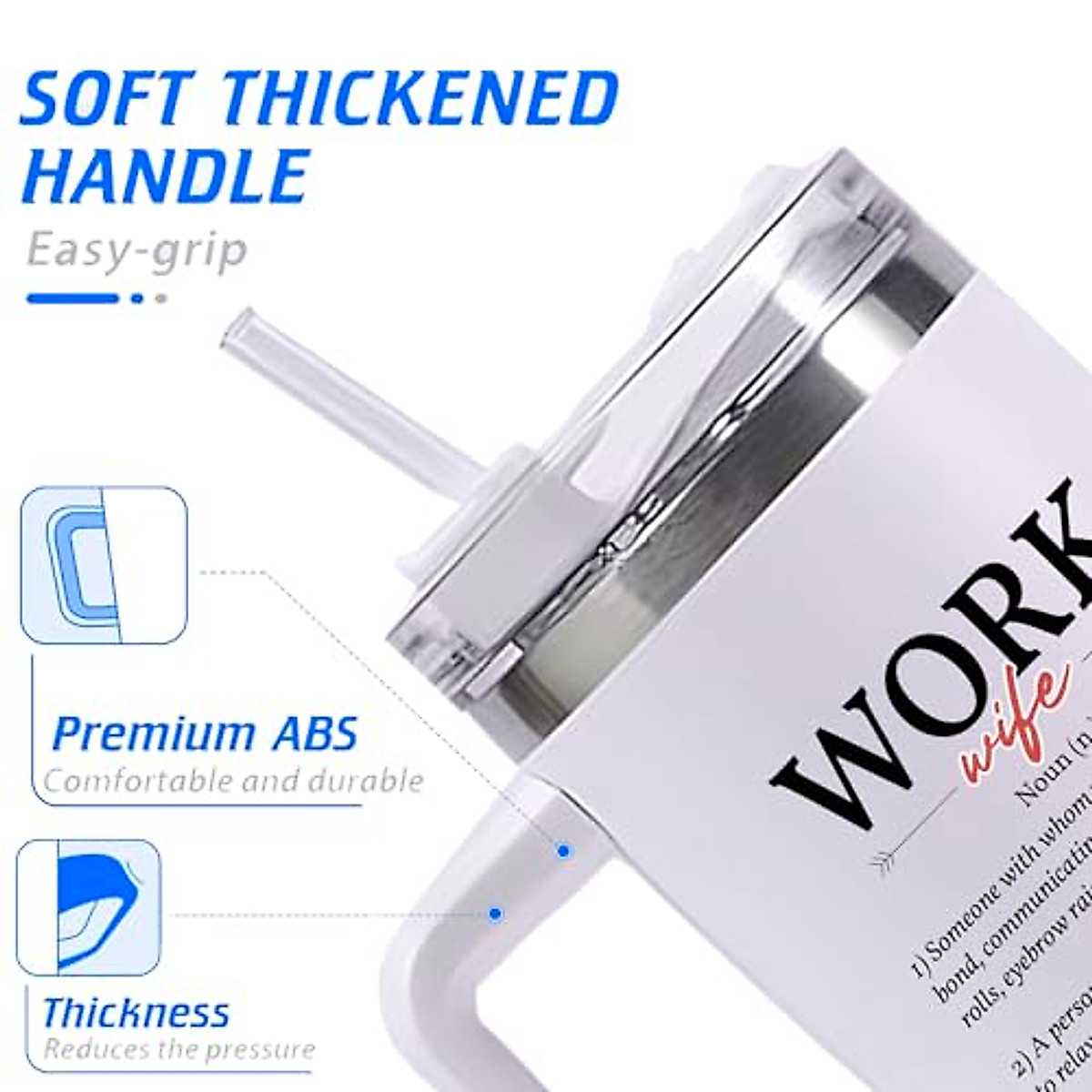 Work Wife Gifts for Women - 40 oz Insulated Tumbler with Handle & Straw - Funny Work Wife Cup for Coffee, Tea, Ice Water - Best Work Wife Gift for Birthday, Christmas, or Office Coworker Appreciation