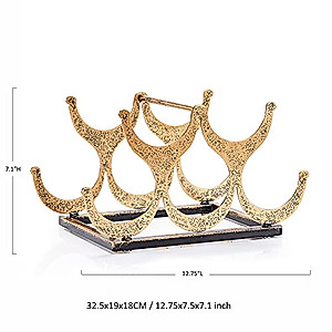 Aayla Wine Holder Rack - Metal Gold Tabletop Wine Bottle Holders, Holds 5 Wine Bottles, Assembly Required, for Wine Lovers to Store The Wine Collection