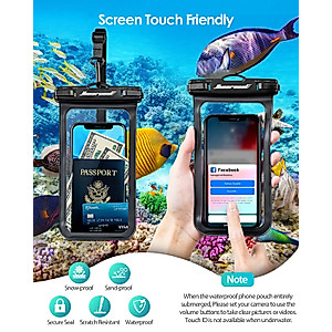 Hiearcool Universal Waterproof Case, Waterproof Phone Pouch Compatible for iPhone 16 15 14 13 Pro Max XS Plus Samsung Galaxy S22 Cellphone Up to 8.3", IPX8 Cellphone Beach Bag for Travel - 2 Pack
