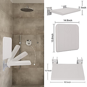 Shower Seat Wall Mount, Foldable Shower Chair Wall Mounted Load 400 Lbs Thicken Safety Folding Shower Seat for Inside Shower, Shower Bench Stool Wall Mounted for Adults Seniors